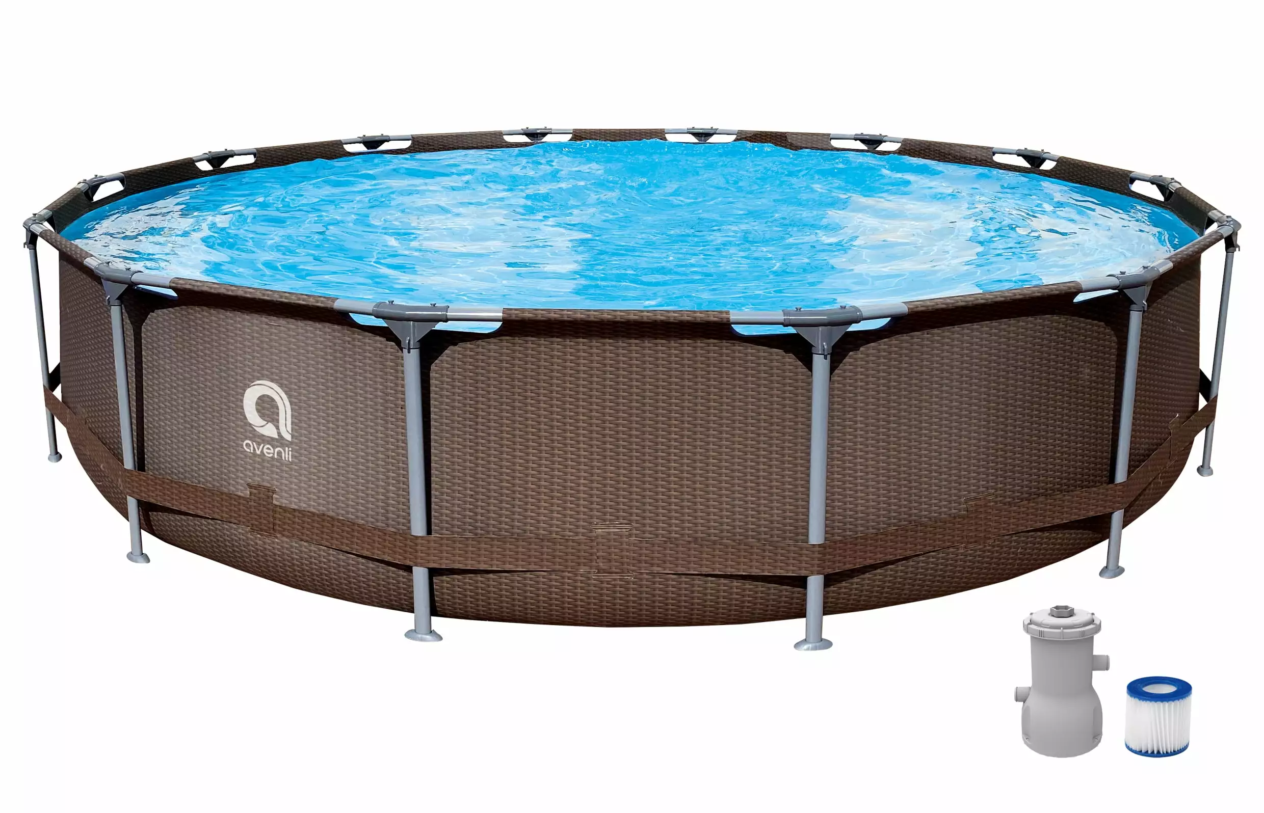 Avenli 14ft x 33 Rattan Series Round Steel Frame Above-Ground Swimming ...