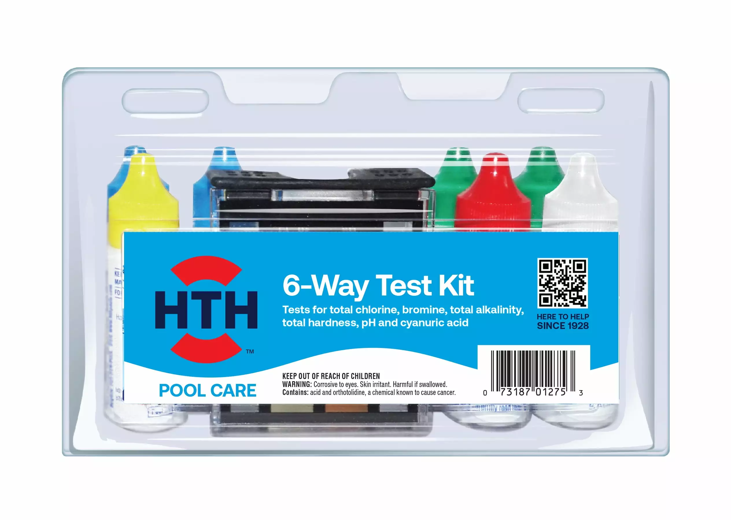 HTH Pool Care 6-Way Test Kit. Swimming Pool Water Chemical Tester. 100 ...