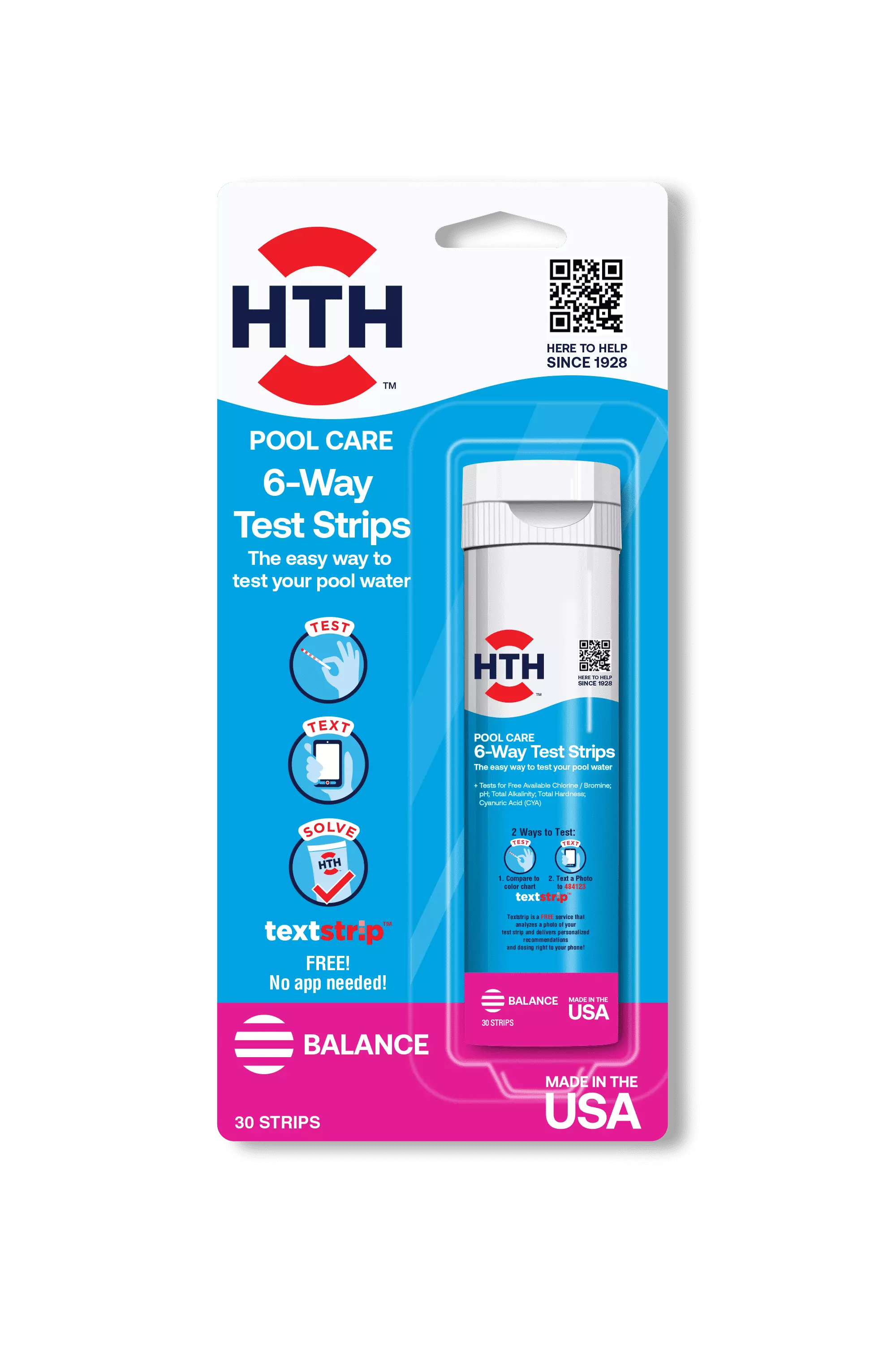 HTH Pool Care 6-Way Test Strips for Swimming Pools. 0.5 lb. Contains 35 ...