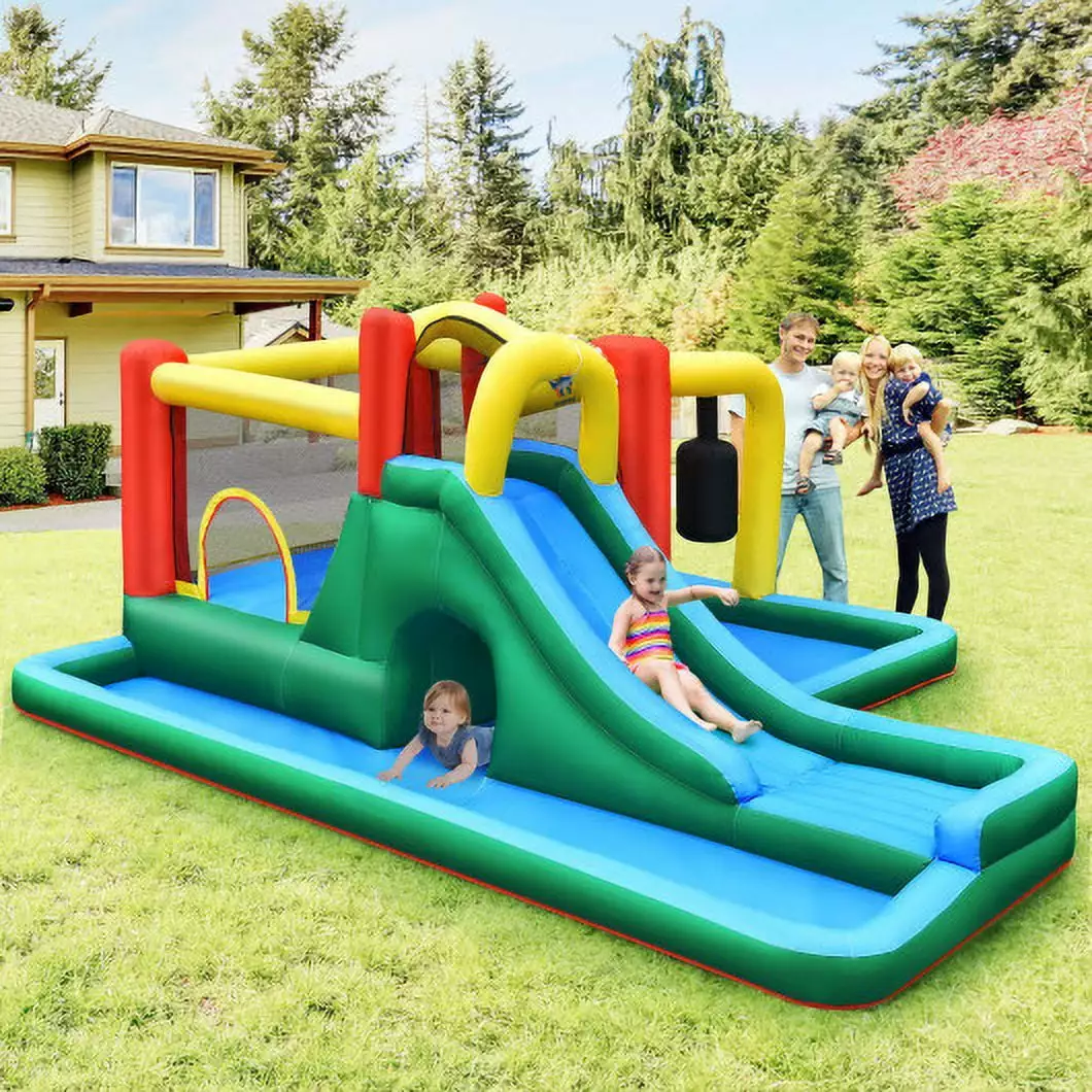 Inflatable Water Slide with Splash Pool Water Park and 680W Blower ...