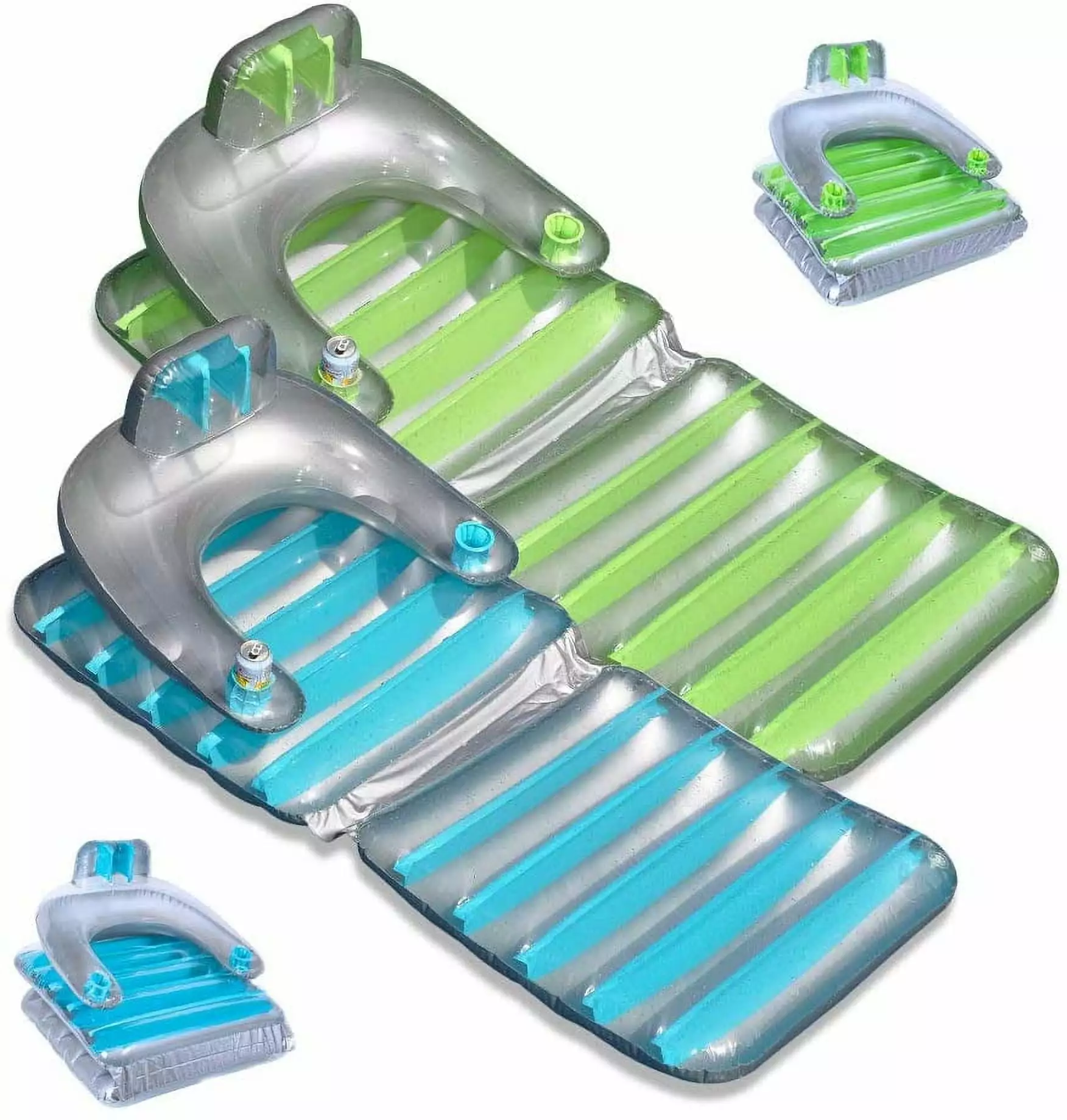 Swimline 74 Folding Inflatable Lounger Swimming Pool Float with Head ...